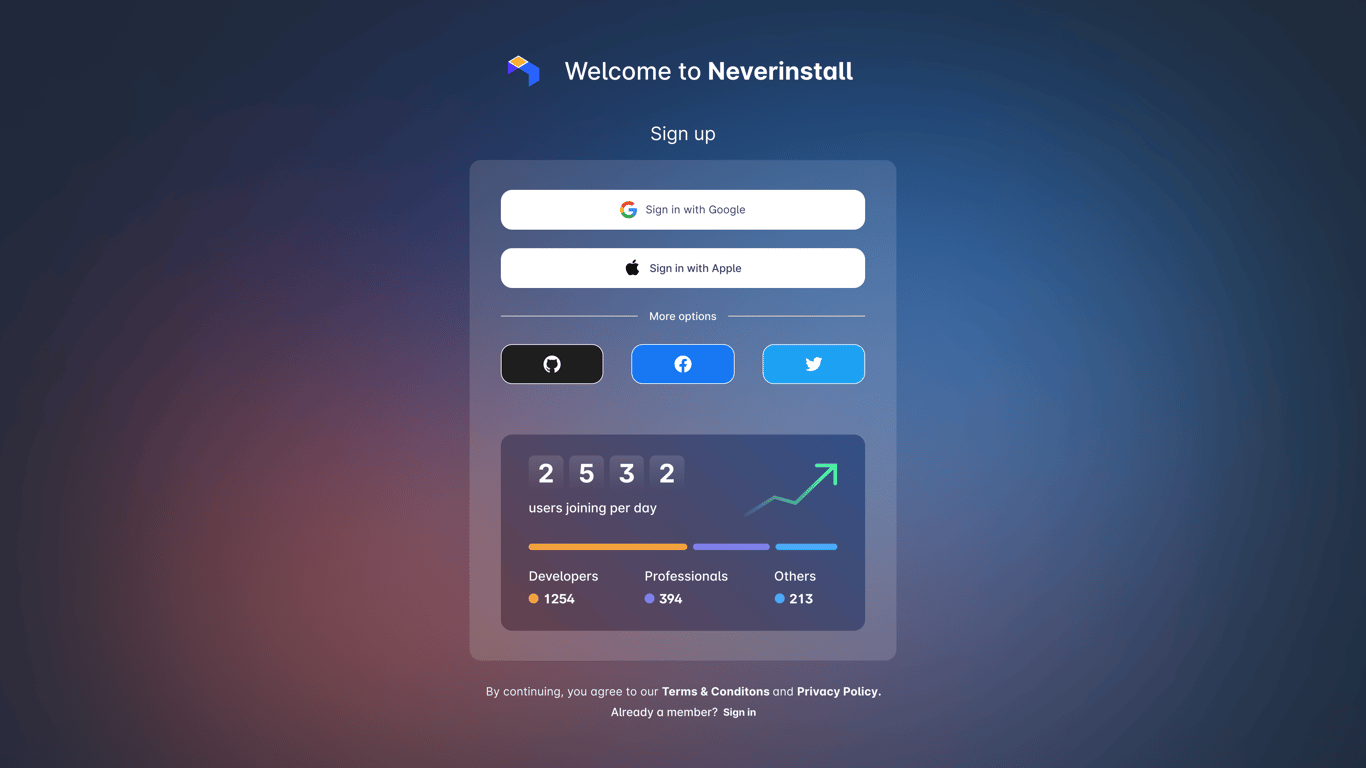 Sign Up for Neverinstall: Start Your AI powered Cloud PC